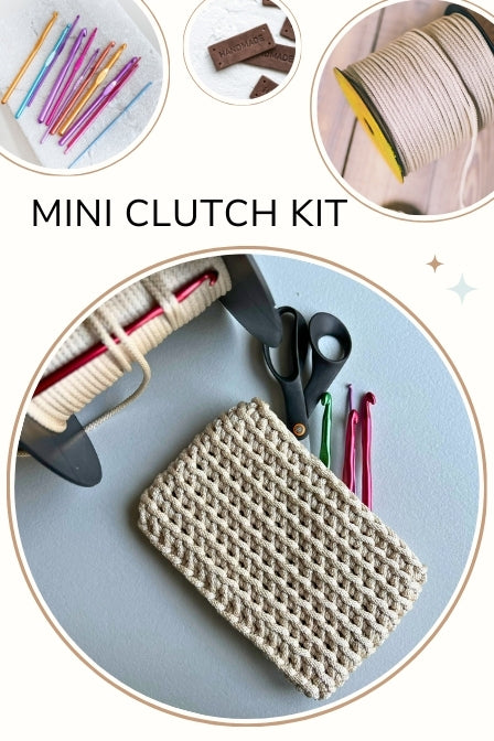 Easy crochet kit for beginners - Mini crochet clutch | MonoMey Studio