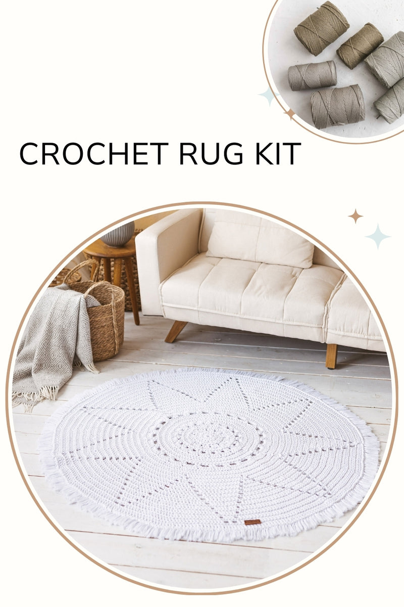 Round crochet rug DIY kit "Morning Bliss" – MonoMey Studio