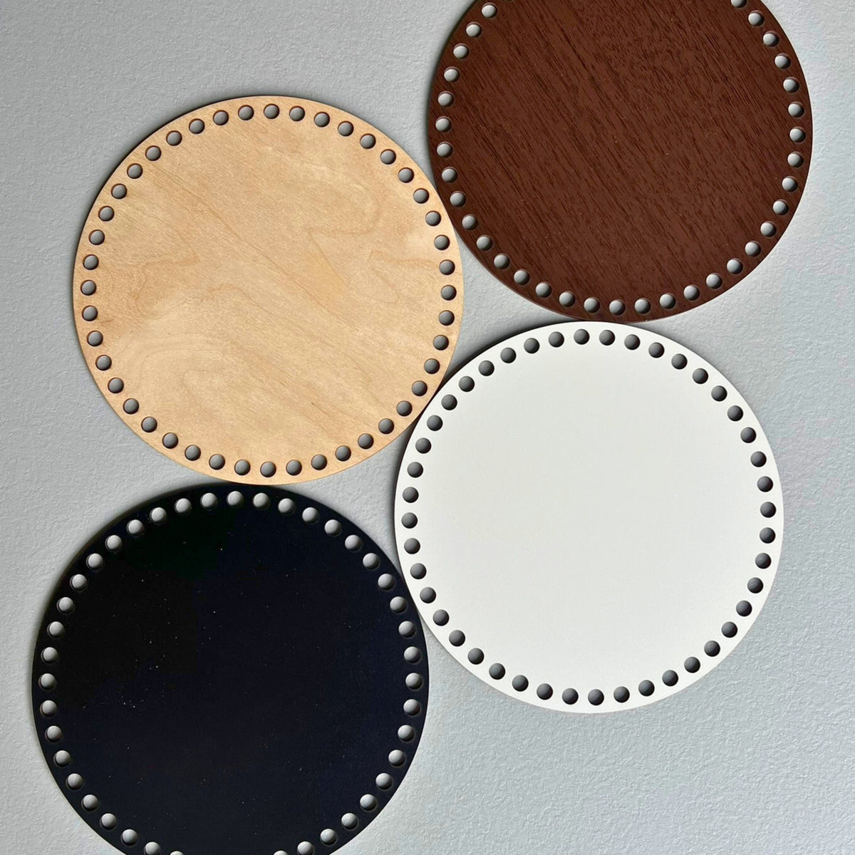 Wooden bases for crochet baskets 20 cm | White, brown and black ...