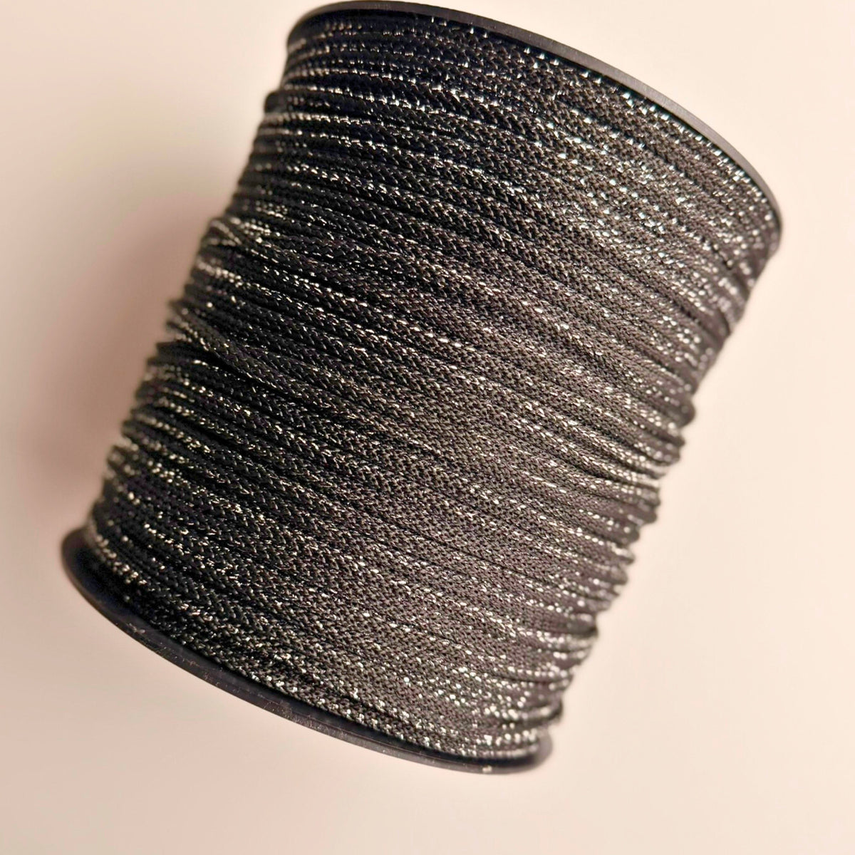 Black Macrame Cord 6mm | Silver Lurex Yarn | MonoMey Studio